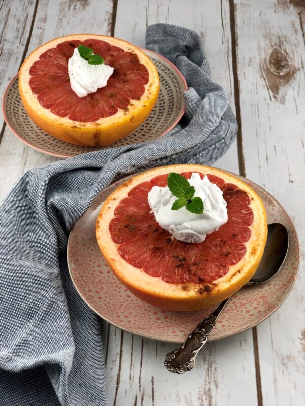 Broiled Grapefruit & Coconut Whipped Cream | low FODMAP breakfast